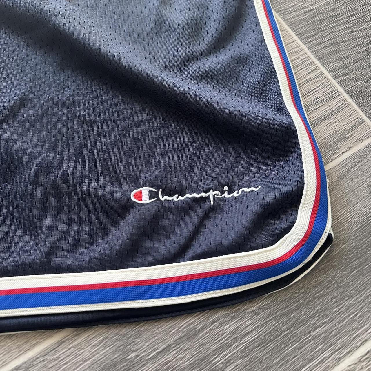 Champion mesh basketball shorts with red white blue... - Depop