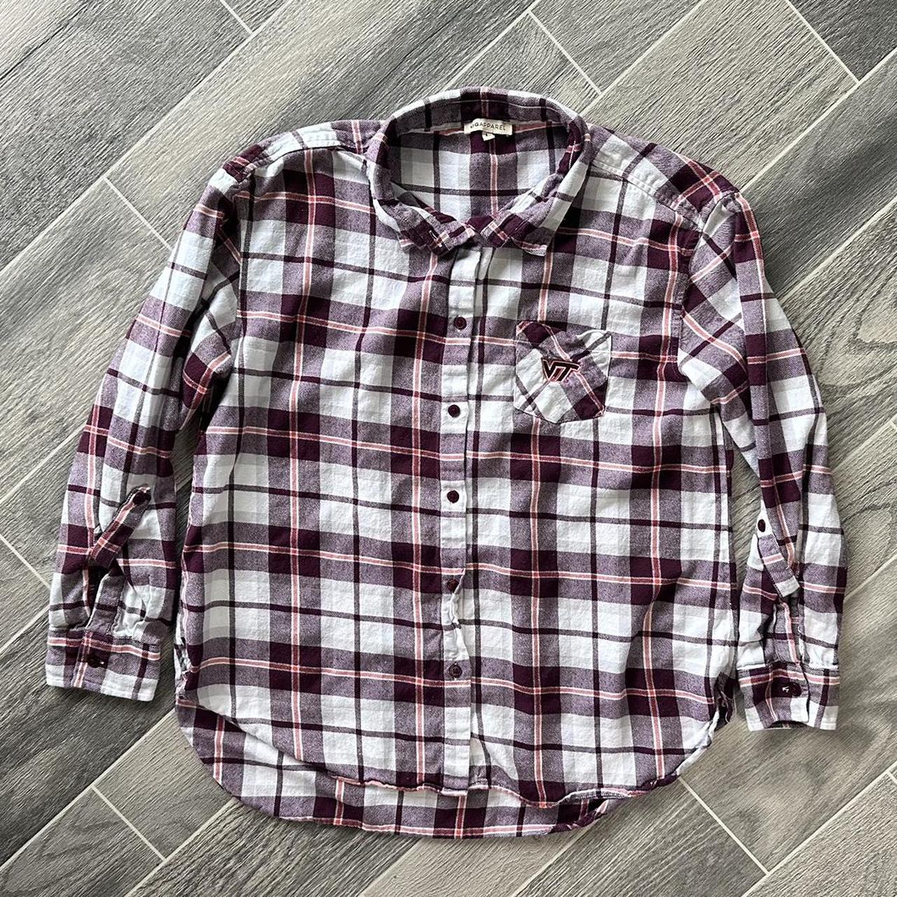 Virginia Tech Hokies women’s plaid flannel button... - Depop