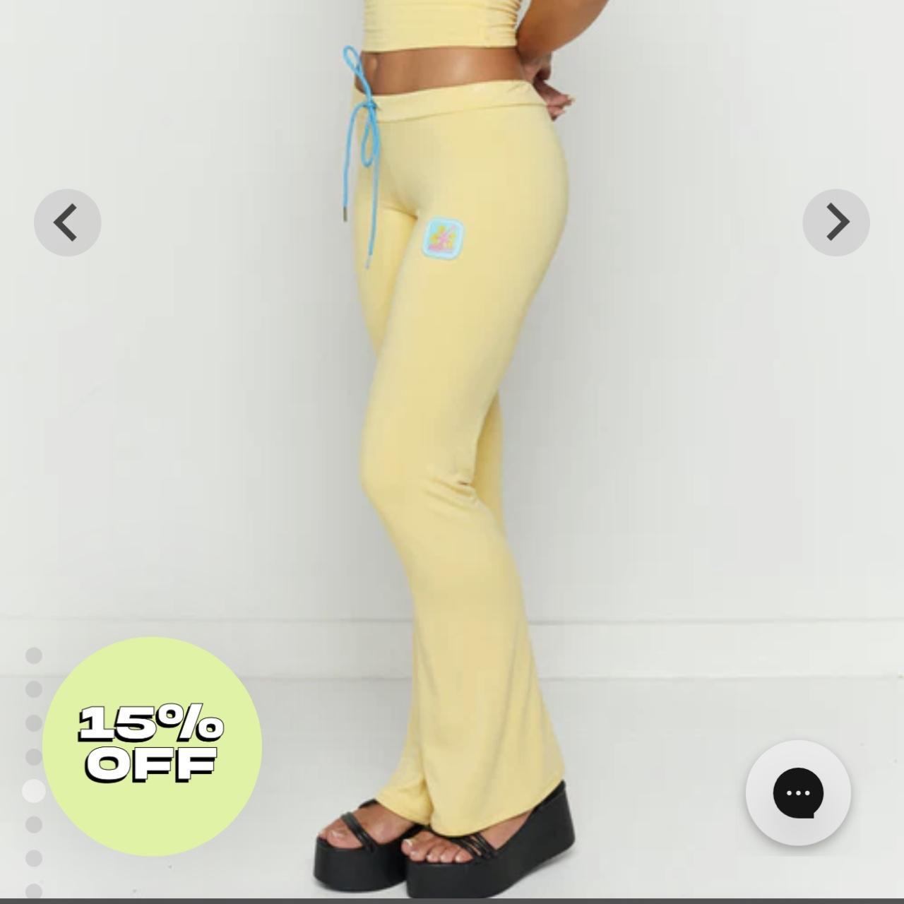 O-MIGHTY Women's Yellow and Blue Trousers | Depop