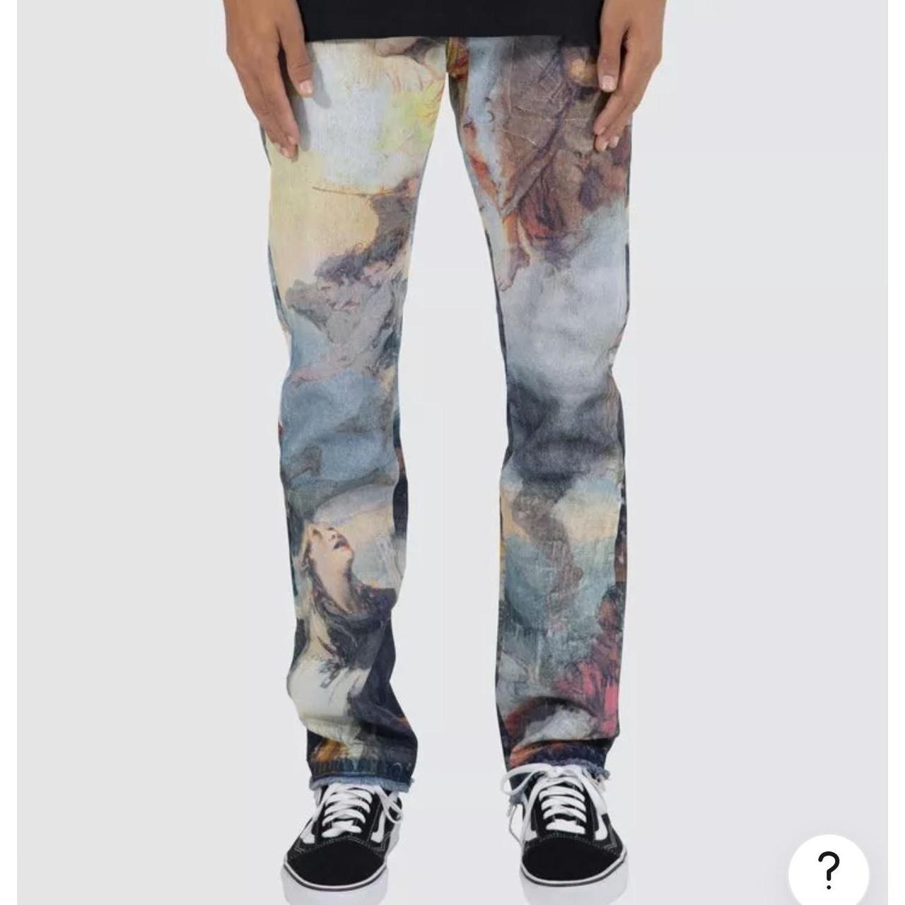 MNML D205 Overlay Straight Denim BLUE MIXED COLOR... - Depop