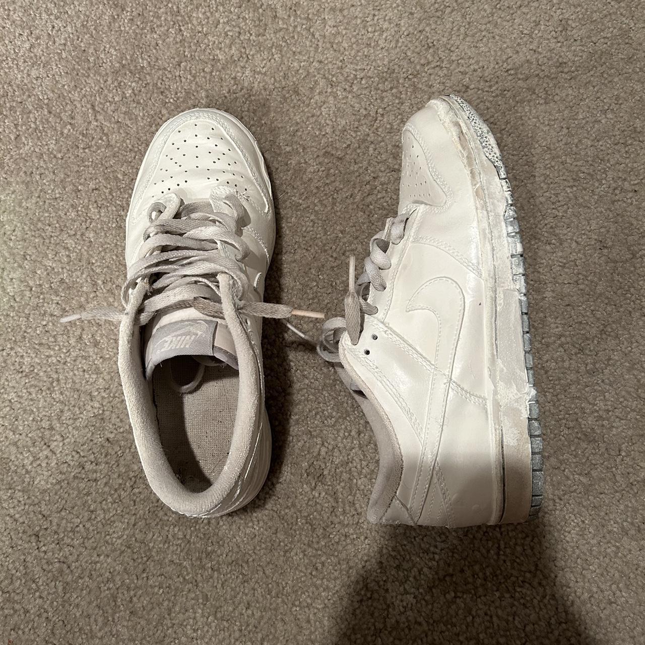 All white SPRAY PAINTED NIKE DUNKS Size 6 womans Ok... - Depop