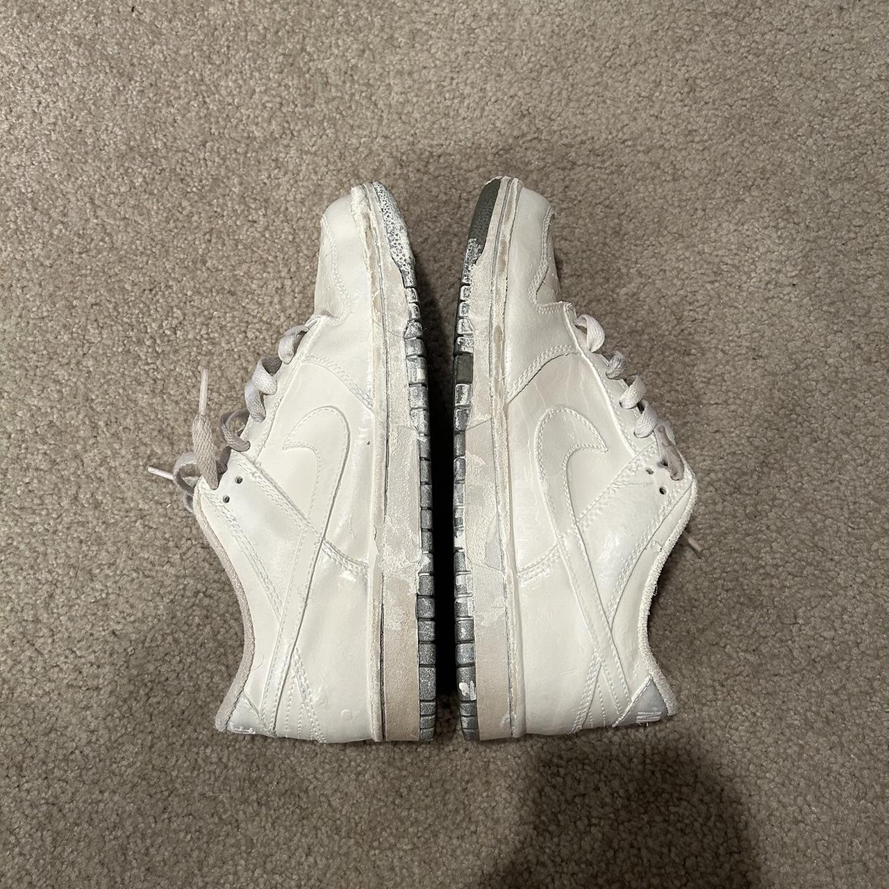 All white SPRAY PAINTED NIKE DUNKS Size 6 womans Ok... - Depop