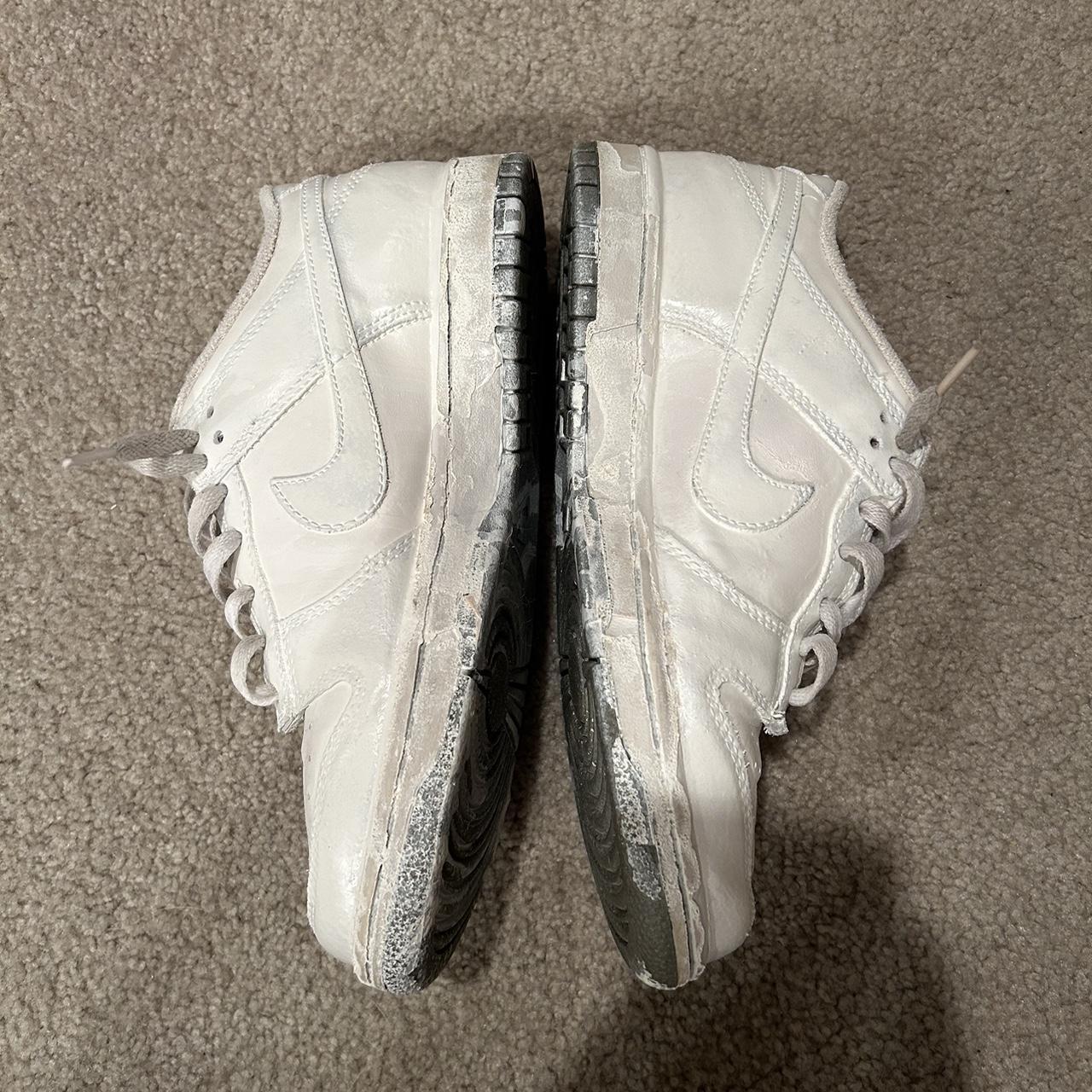 All white SPRAY PAINTED NIKE DUNKS Size 6 womans Ok... - Depop