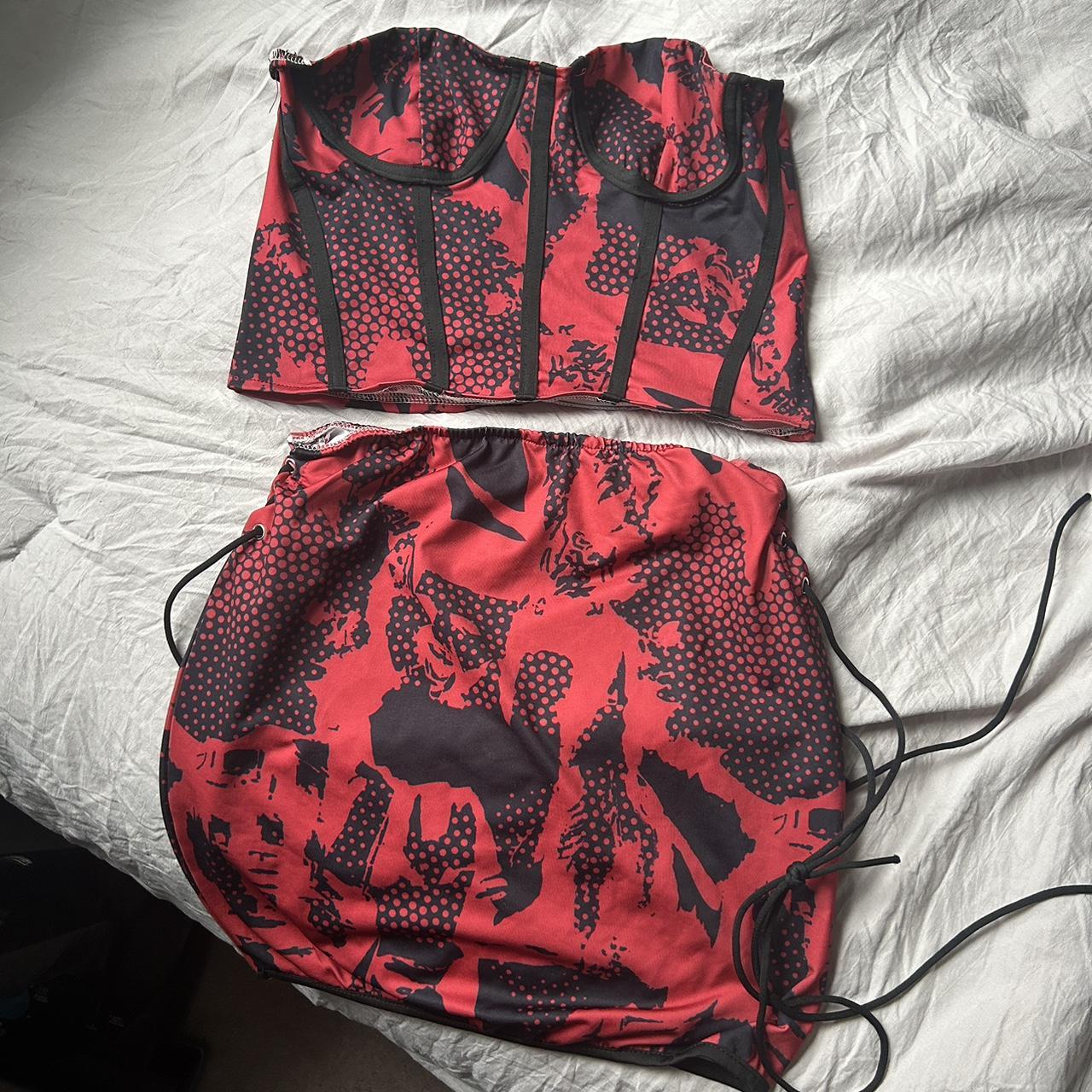 Edikted matching red skirt set. Super cute for going... - Depop