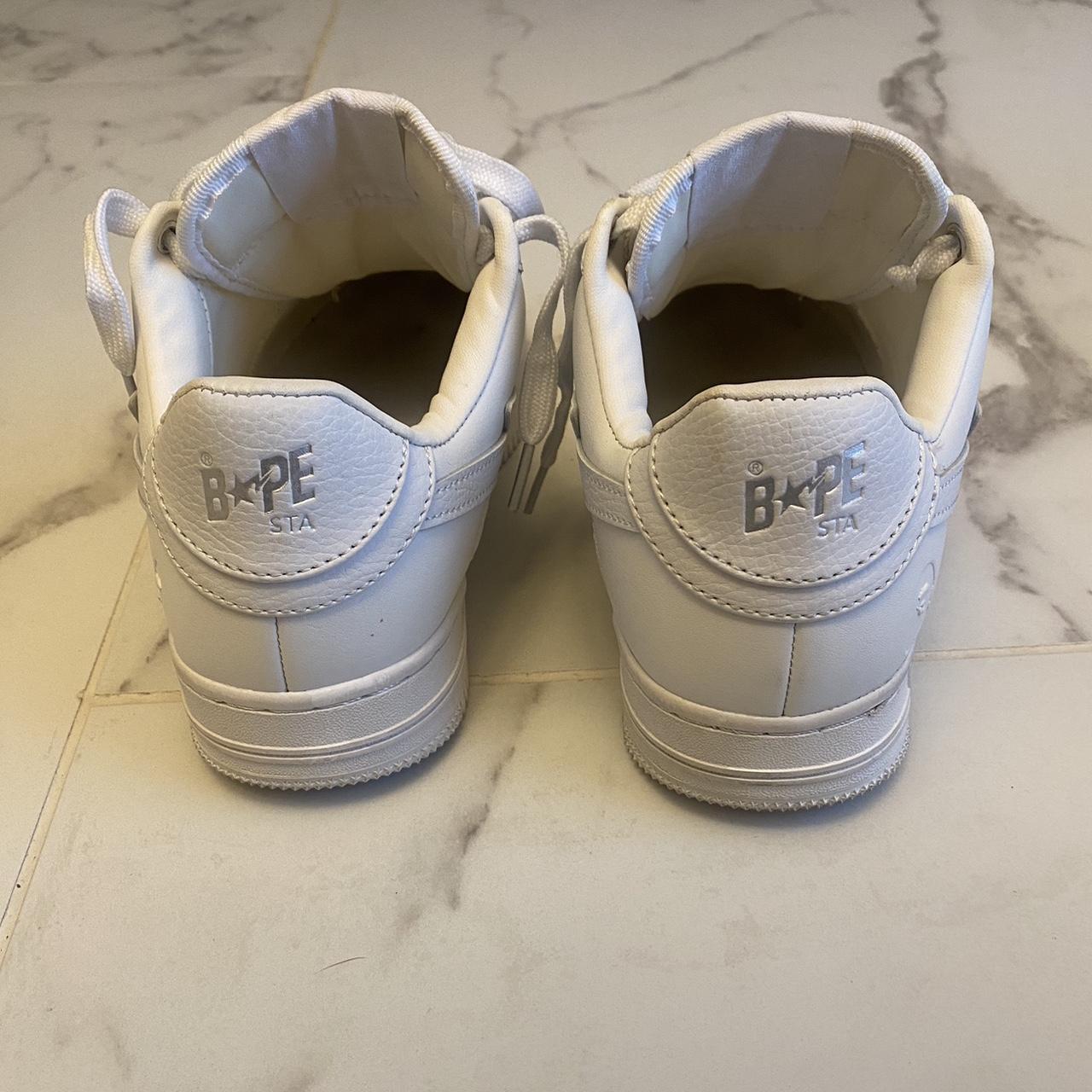All White Bape Sta Forces Size 8 Super Clean Worn... - Depop