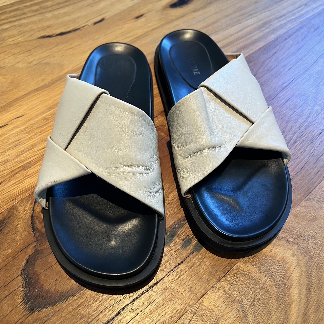 Alias Mae cream leather slides Size 39 - Depop