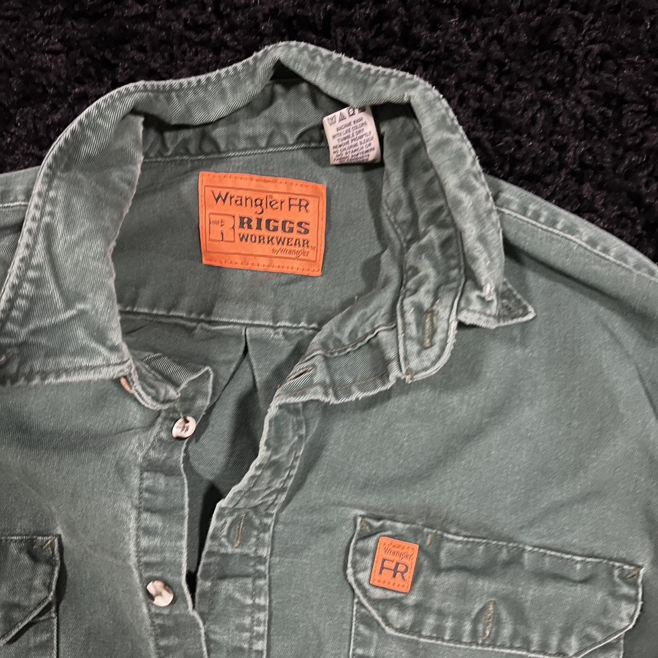 Wrangler Riggs workwear green denim jacket size XL... - Depop