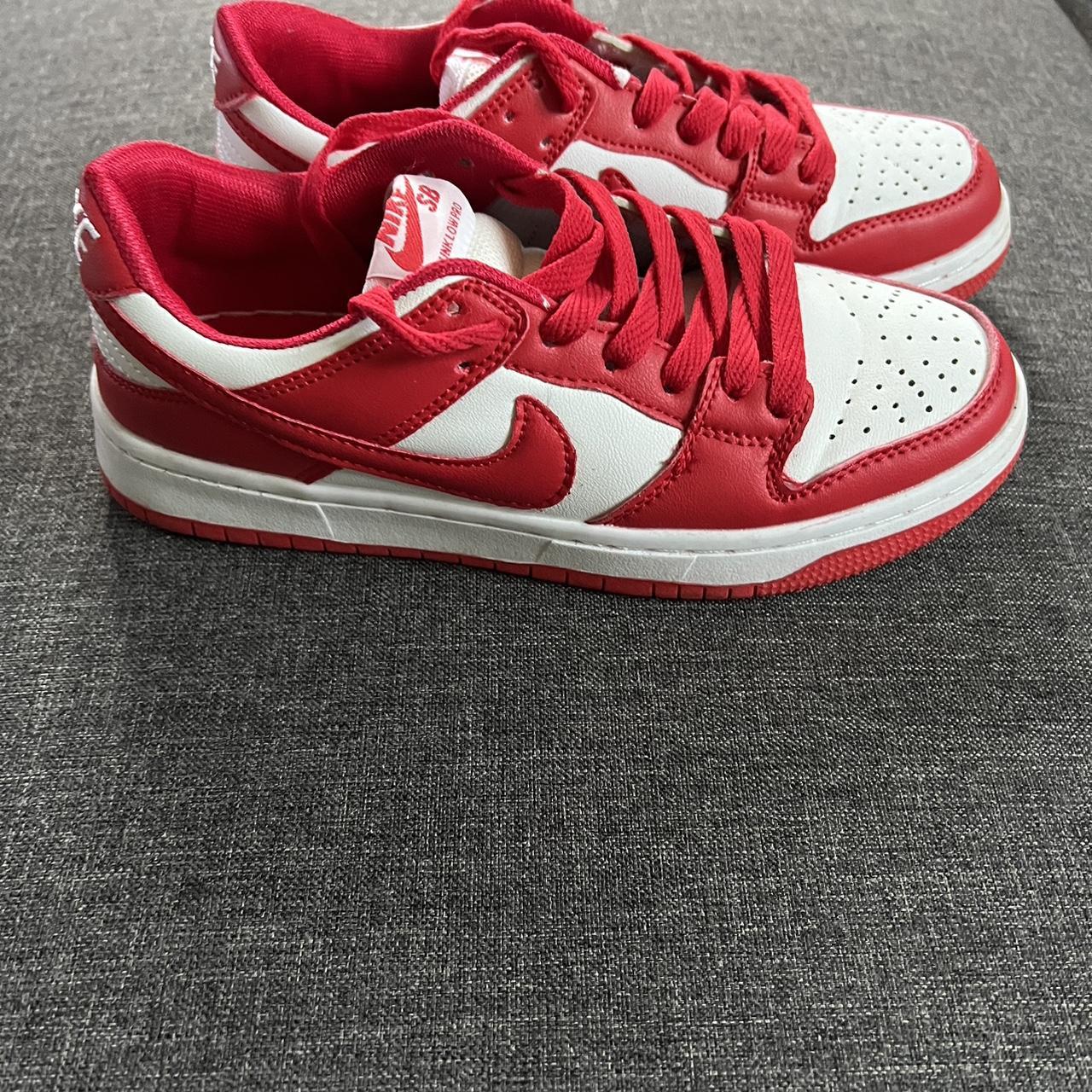 Red Nike dunks size 5 - Depop