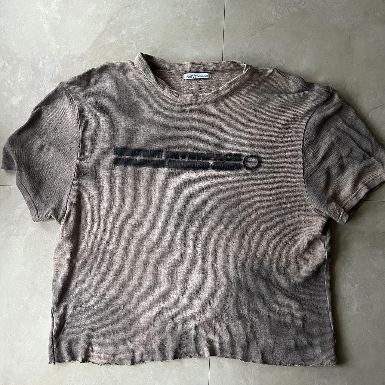 Zara Men’s Textured knit t shirt Beautiful brown... - Depop