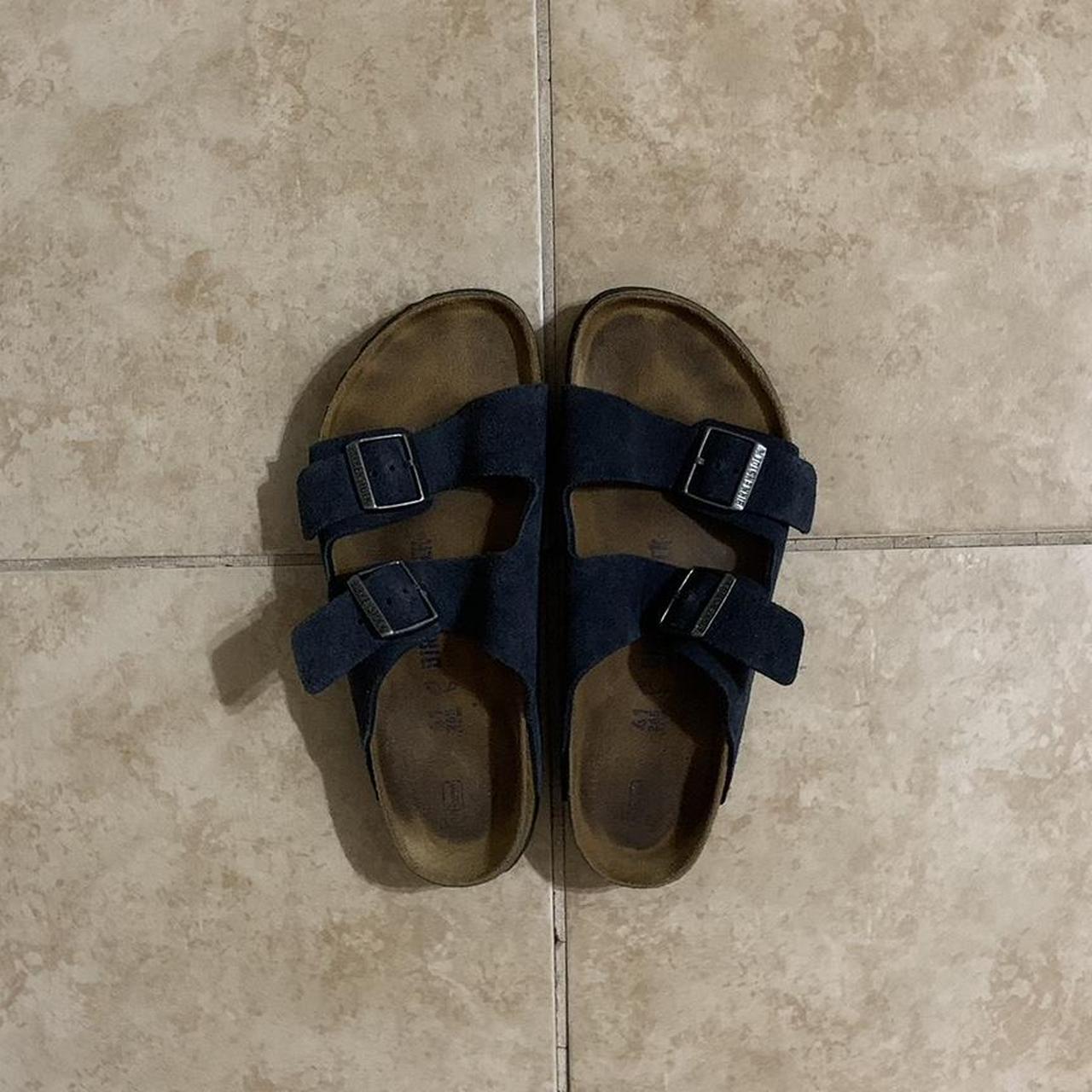 Birks Arizona Night Suede Soft Footbed Silver Buckle... - Depop