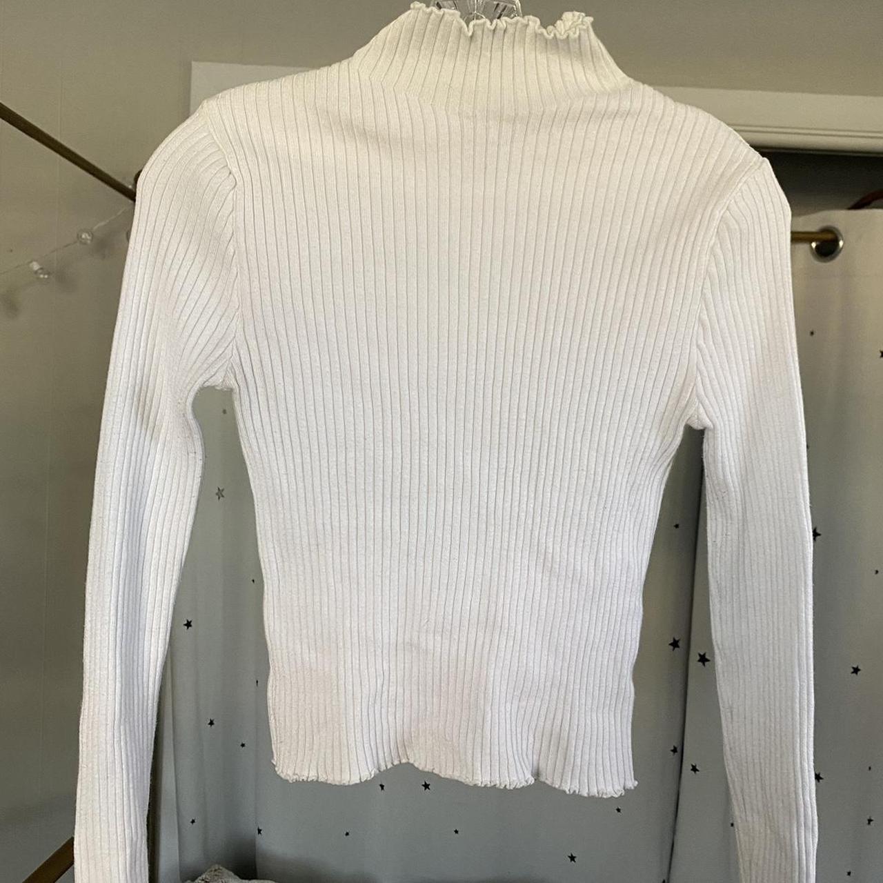 White Ribbed Turtleneck Sweater Comfortable fit,... - Depop
