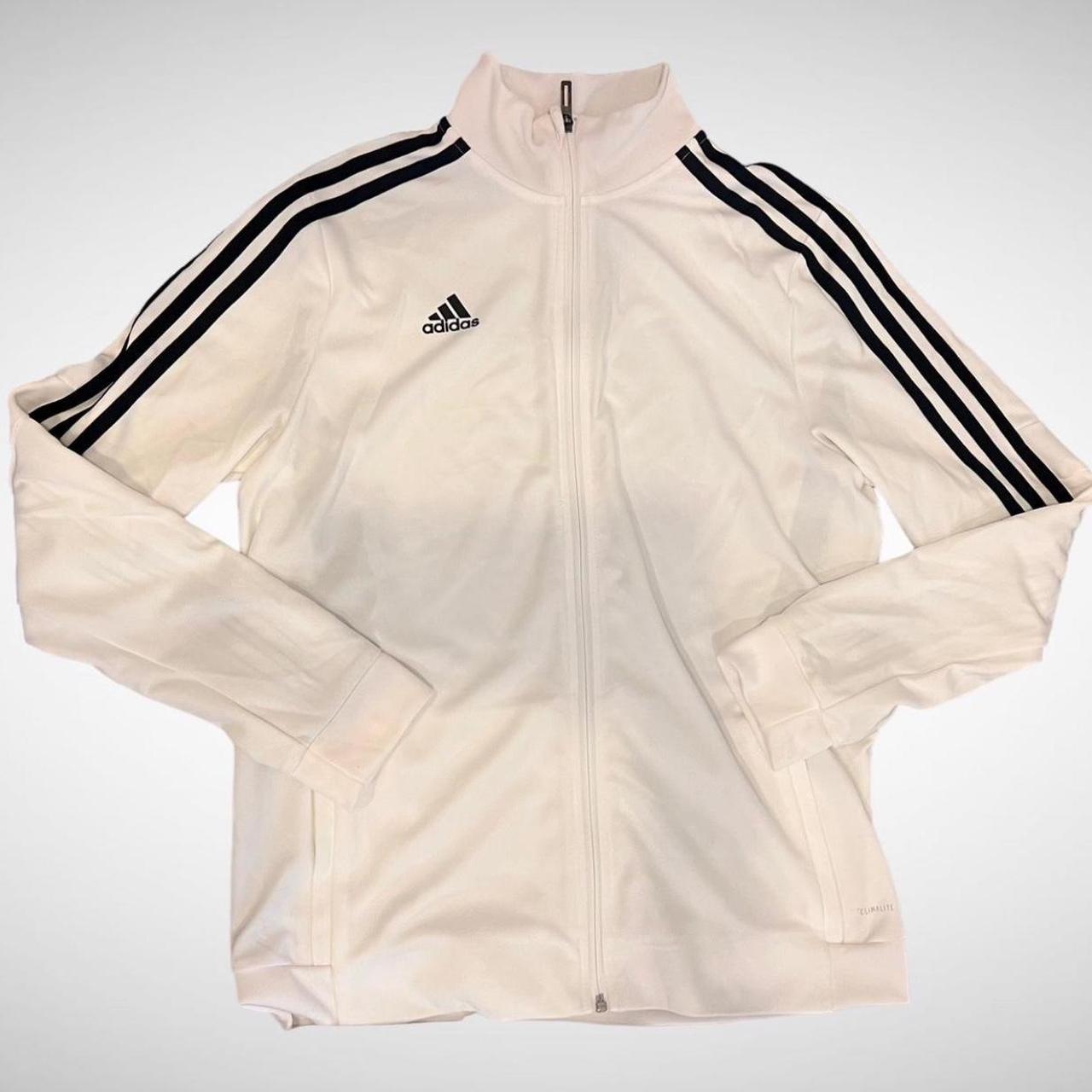 White Adidas Track Jacket -Great Condition -Size... - Depop