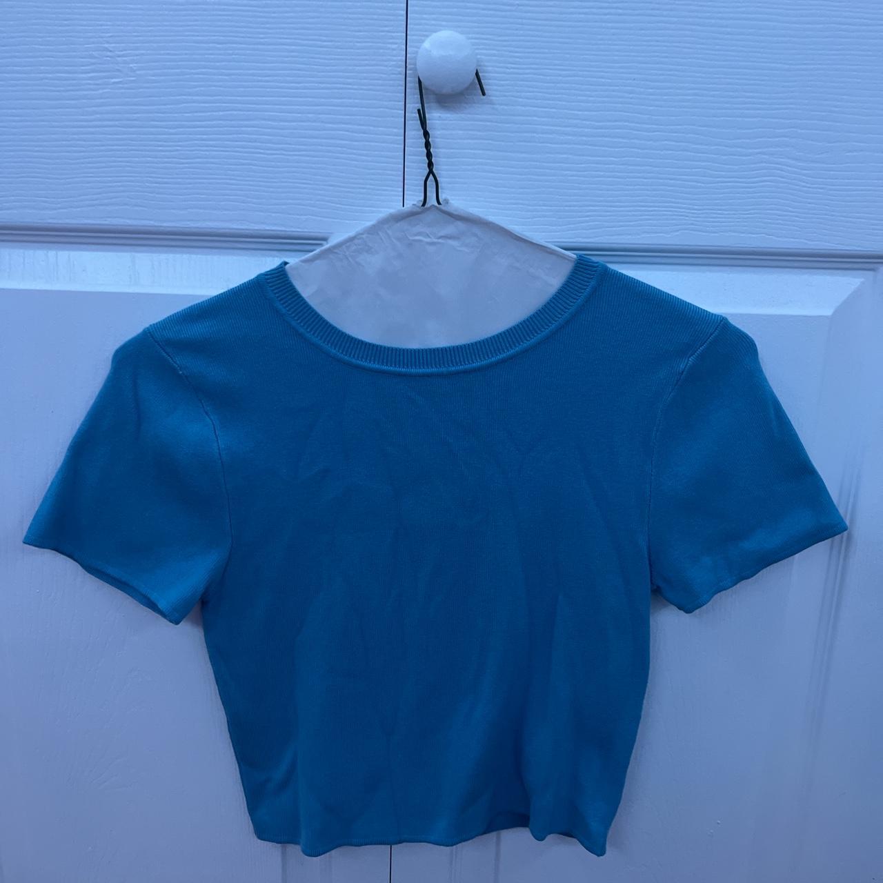 light blue crop top, only worn a couple times! - Depop