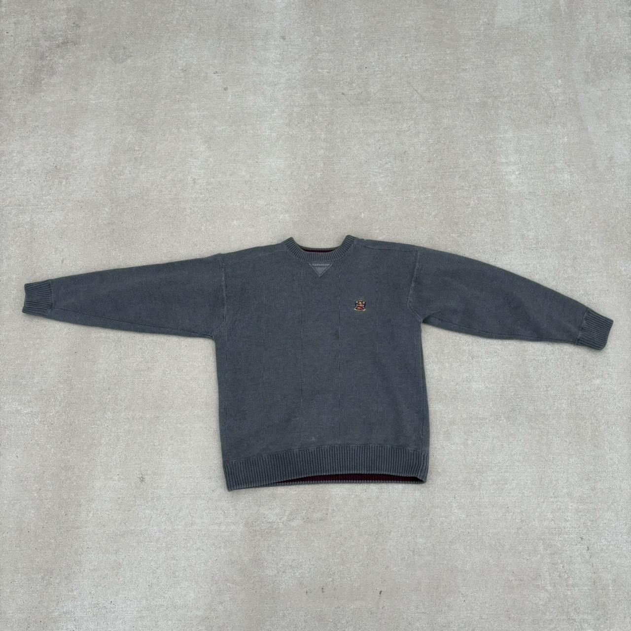 Vintage embroidered uniform style sweater Size... - Depop