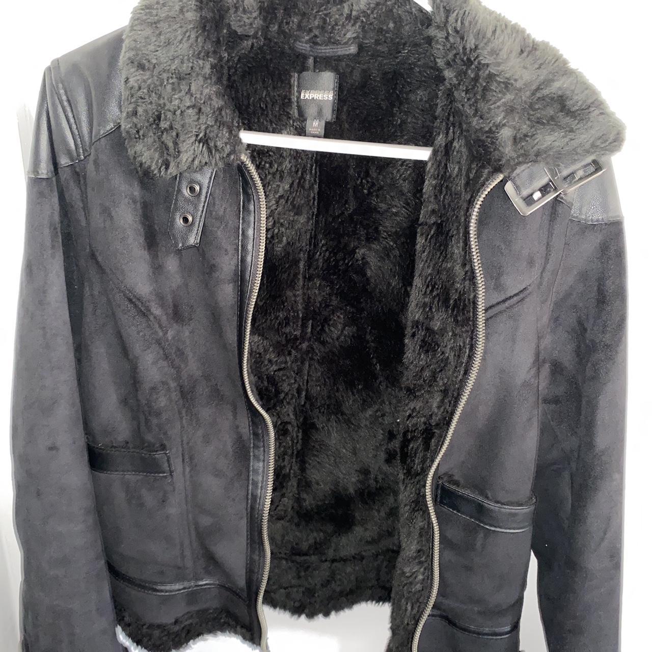 Black Express Jacket with zippers and faux leather... - Depop