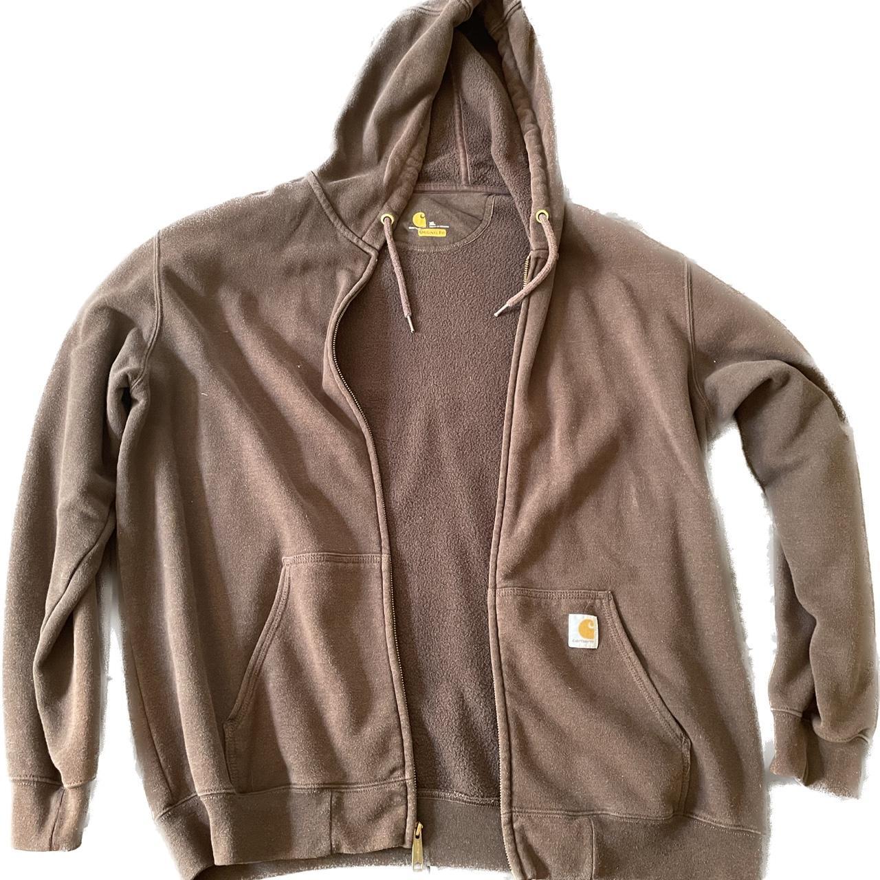 carhartt brown zip-up hooded jacket XL - Depop