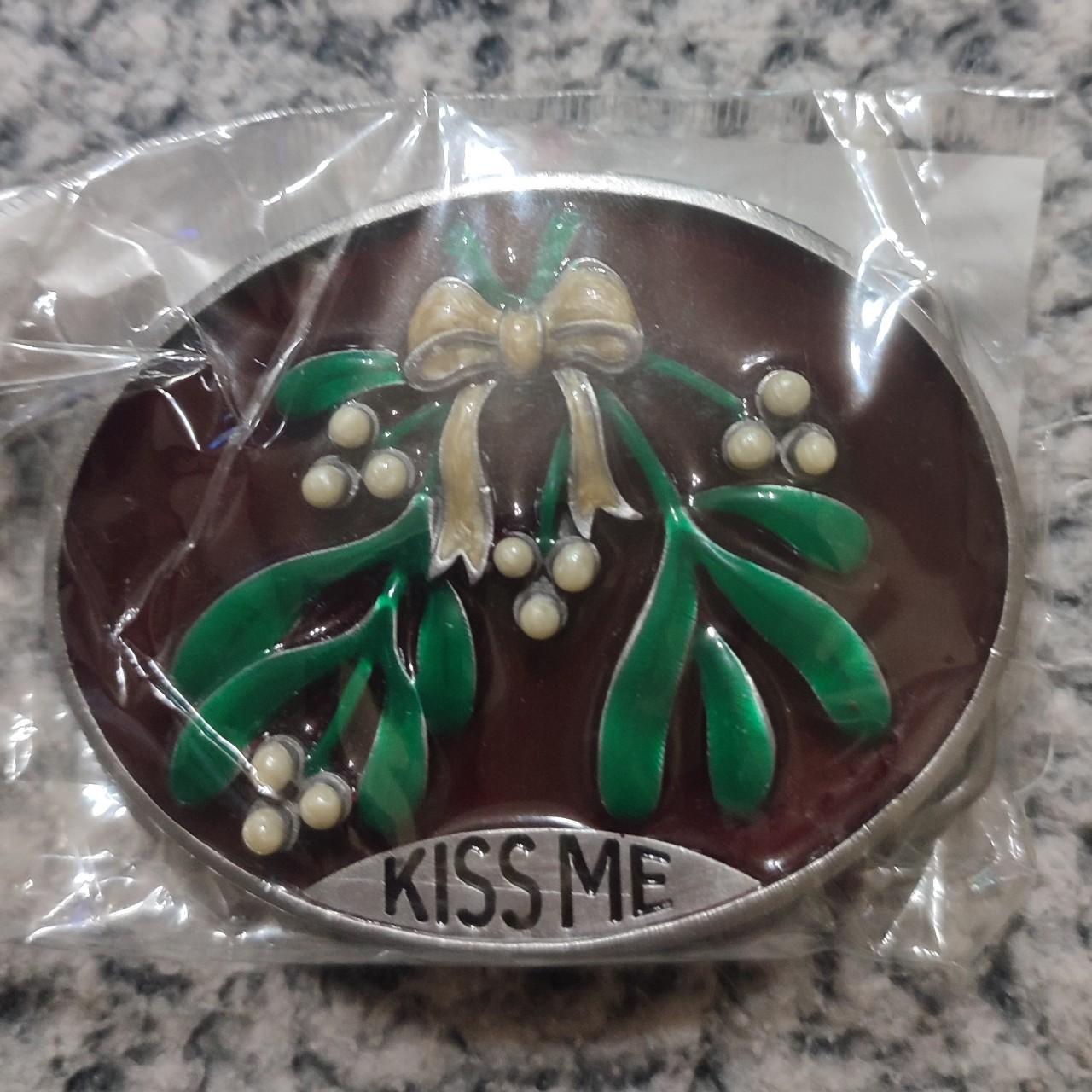 Belt Buckle Mistletoe "kiss me" belt buckle Brand... - Depop