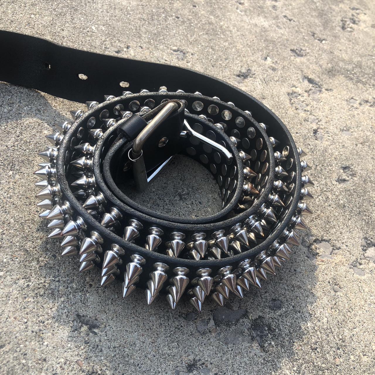 Genuine leather Spike studded belt Couple extra holes - Depop