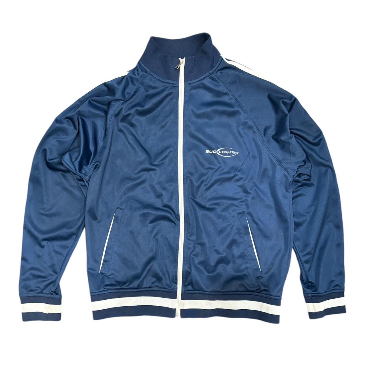 Budlight Blue & White Track Jacket Few loose... | Depop