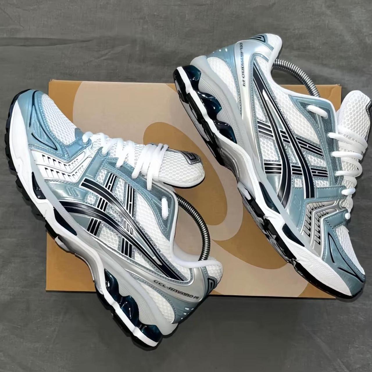 ASICS Gel Kayano 13 trainers in white and blue... | Depop