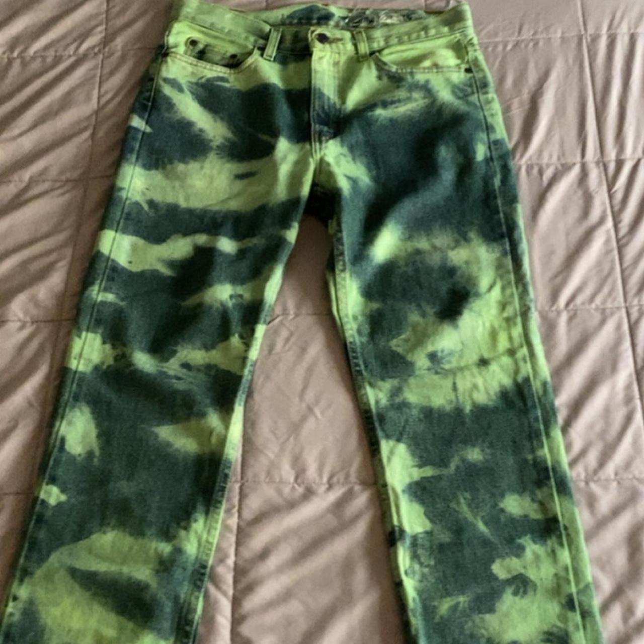 Supreme style custom slime green jeans like new... - Depop
