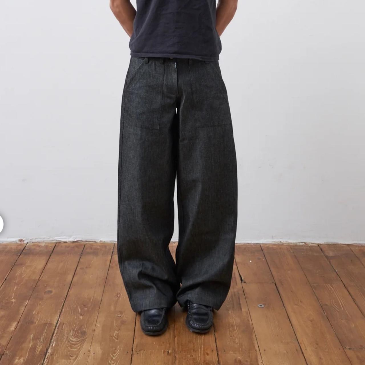 Baggy Black Raw Denim Jeans from K & R Some of the... | Depop