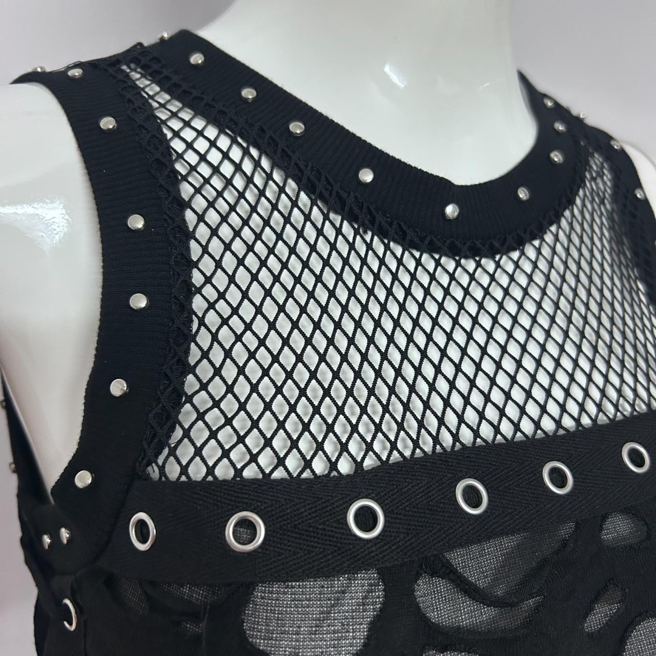 Punk ripped top, Party concert fishnet fashionable... - Depop
