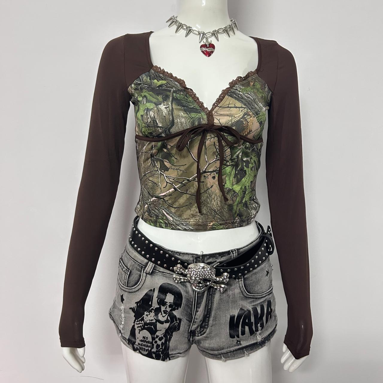 Punk print top, y2k crop top, Grunge top (top... - Depop