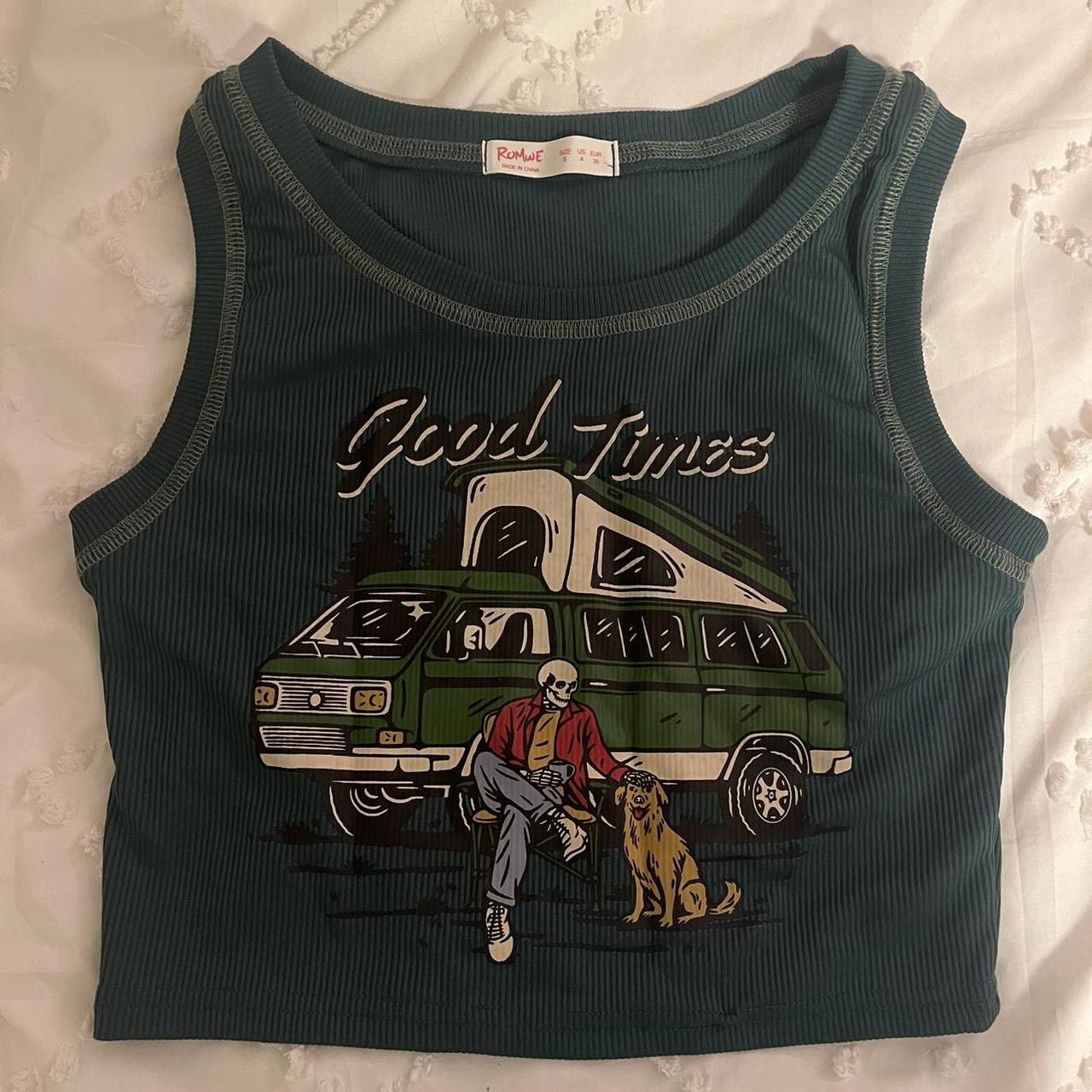 Green and black Romwe tank top size: s never worn... | Depop