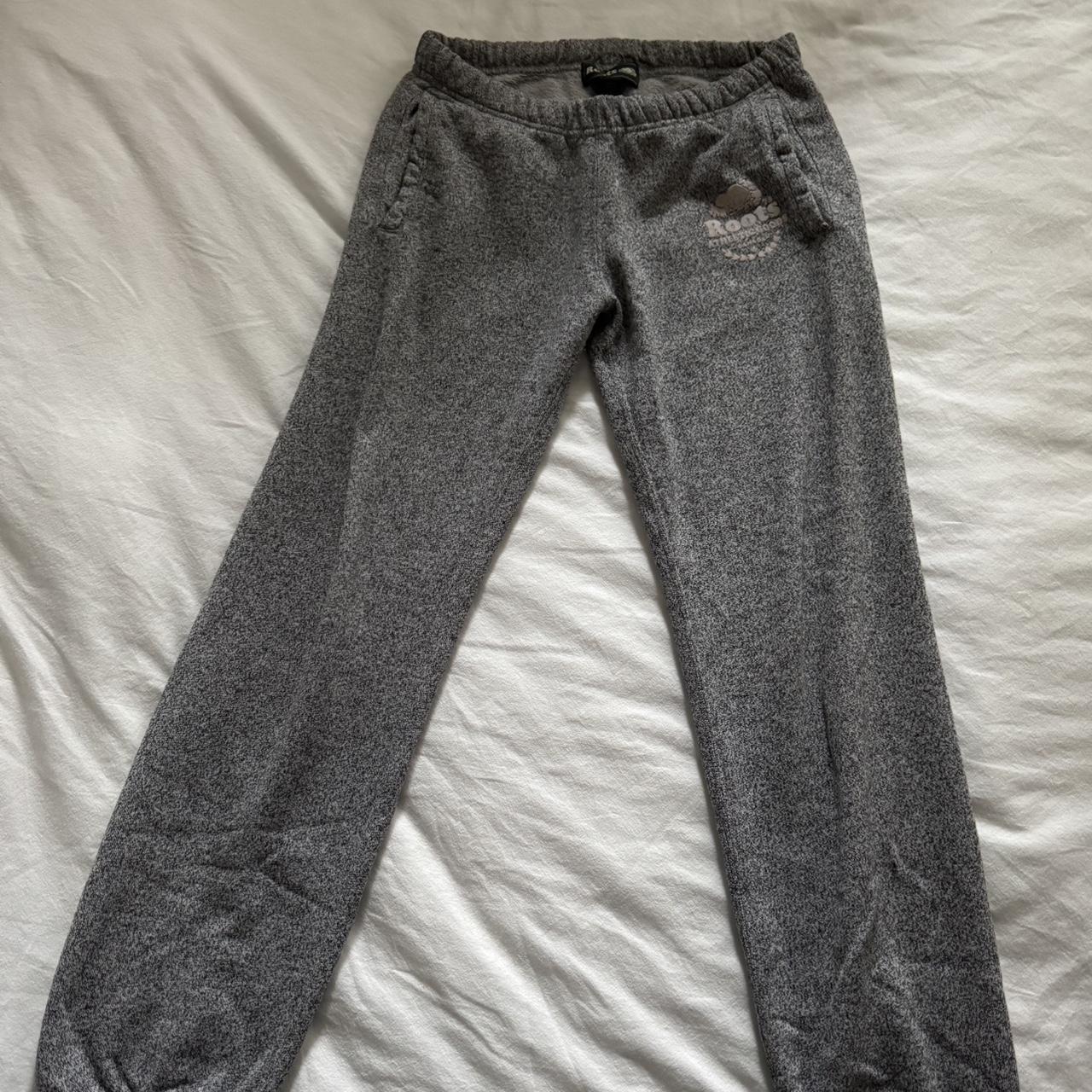 Roots Grey Salt and Pepper Sweatpants • Classic... - Depop