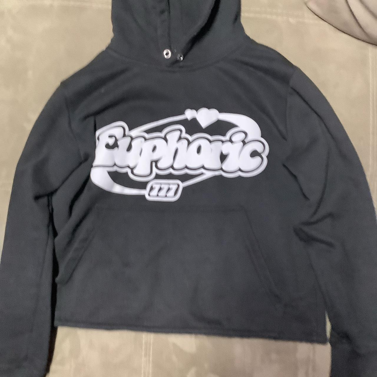 Euphoric 777 black hoodie size XS custom cropped - Depop