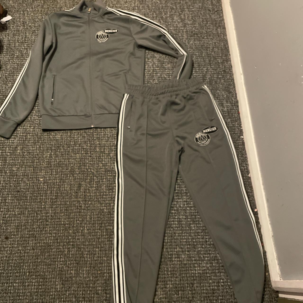 Grey mercier zip up tracksuit Like new Size small - Depop