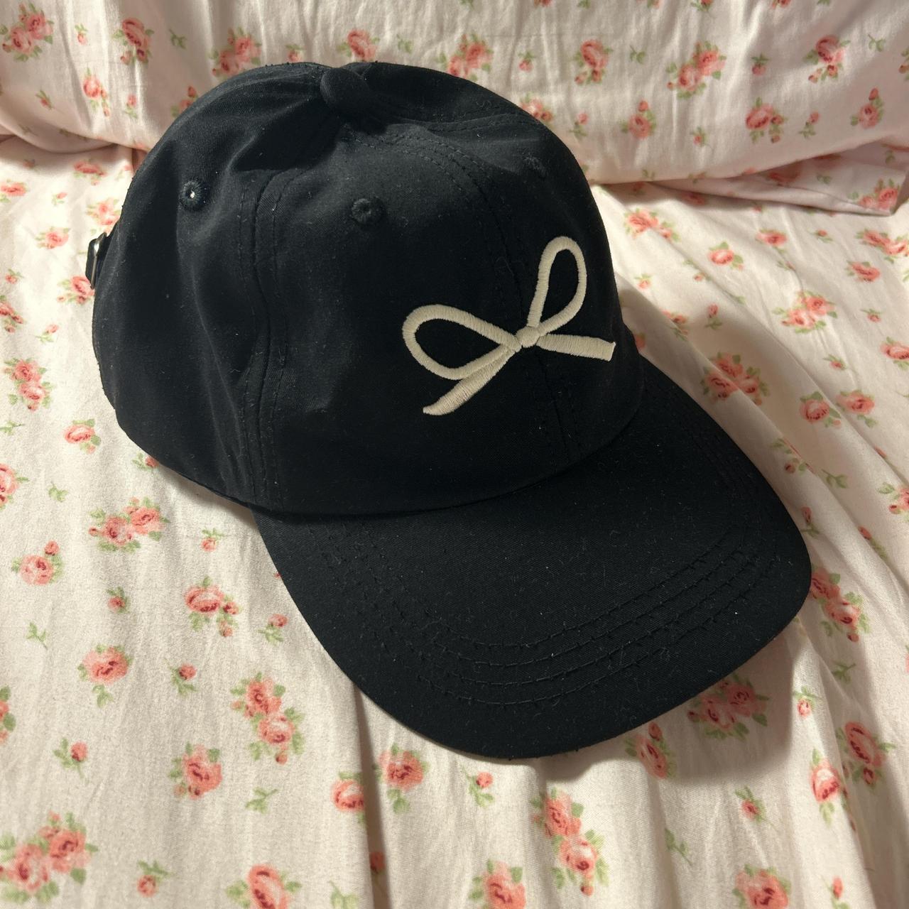 Black cute kawaii coquette baseball cap with... - Depop