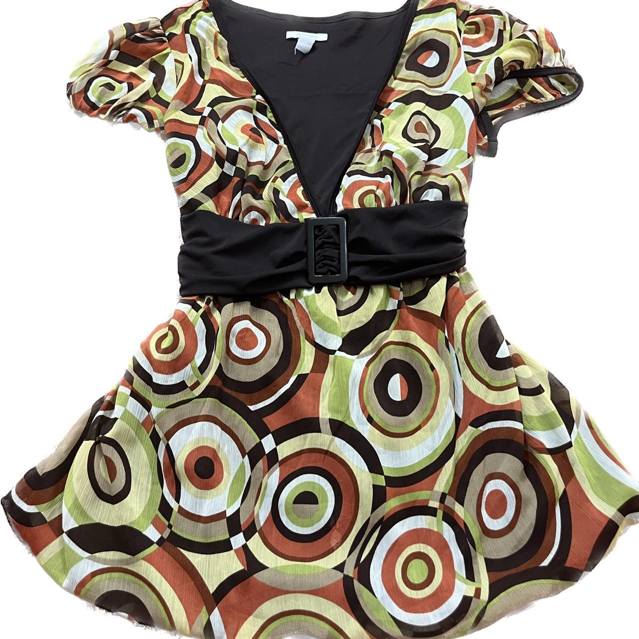 Early 2000’s Circle Pattern Blouse... - Depop