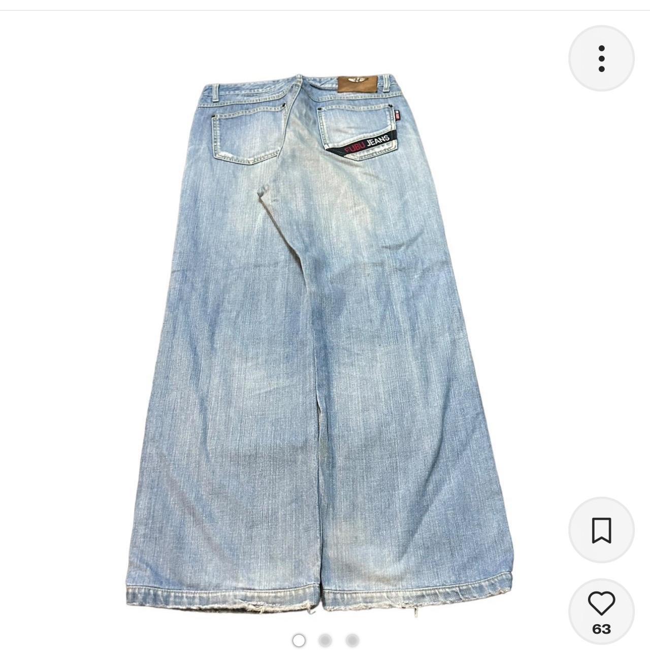 ReLIST Y2K Light Wash Fade Fubu Embroidered Baggy... - Depop