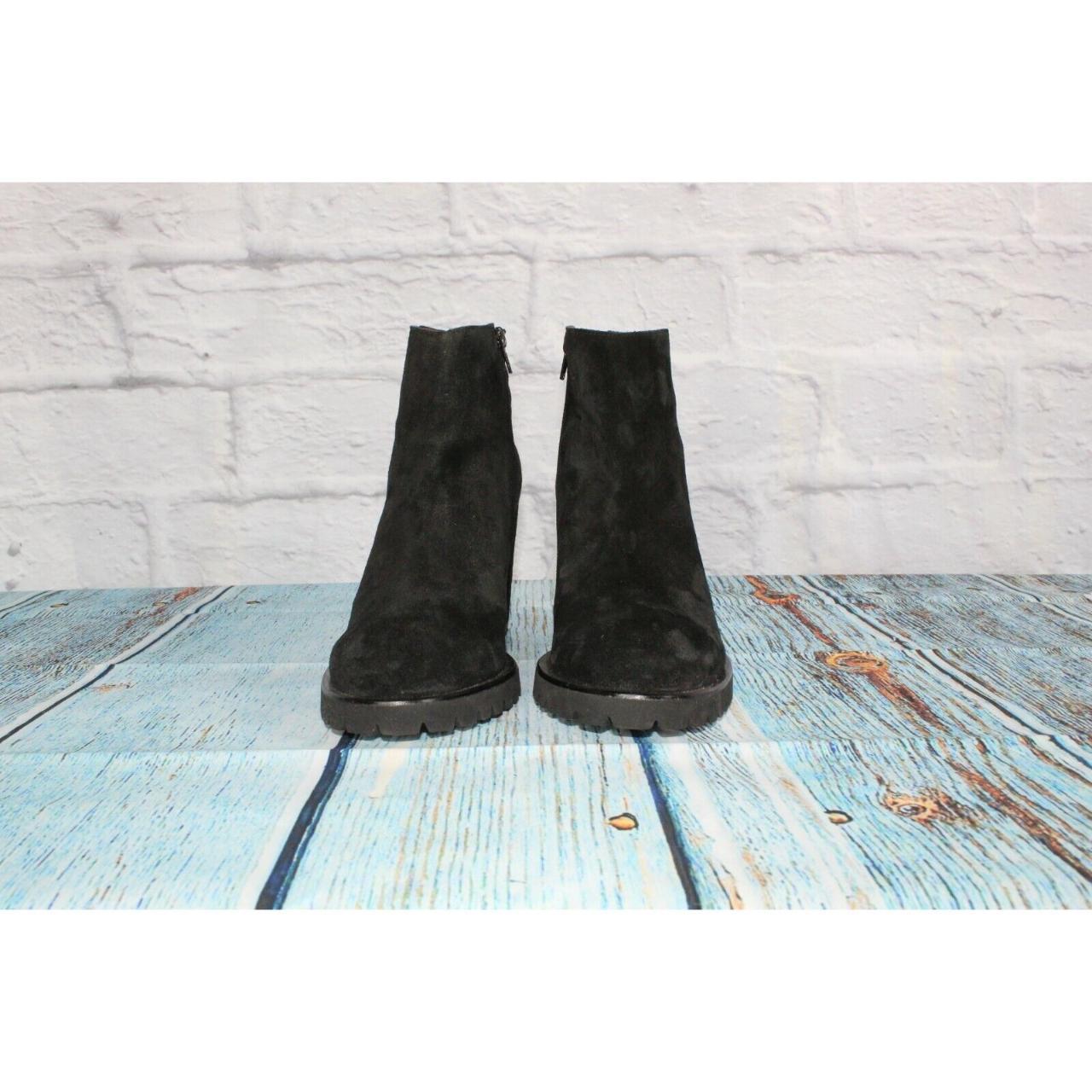 Eric Michael Women's Black Suede Heeled Side Zip... - Depop