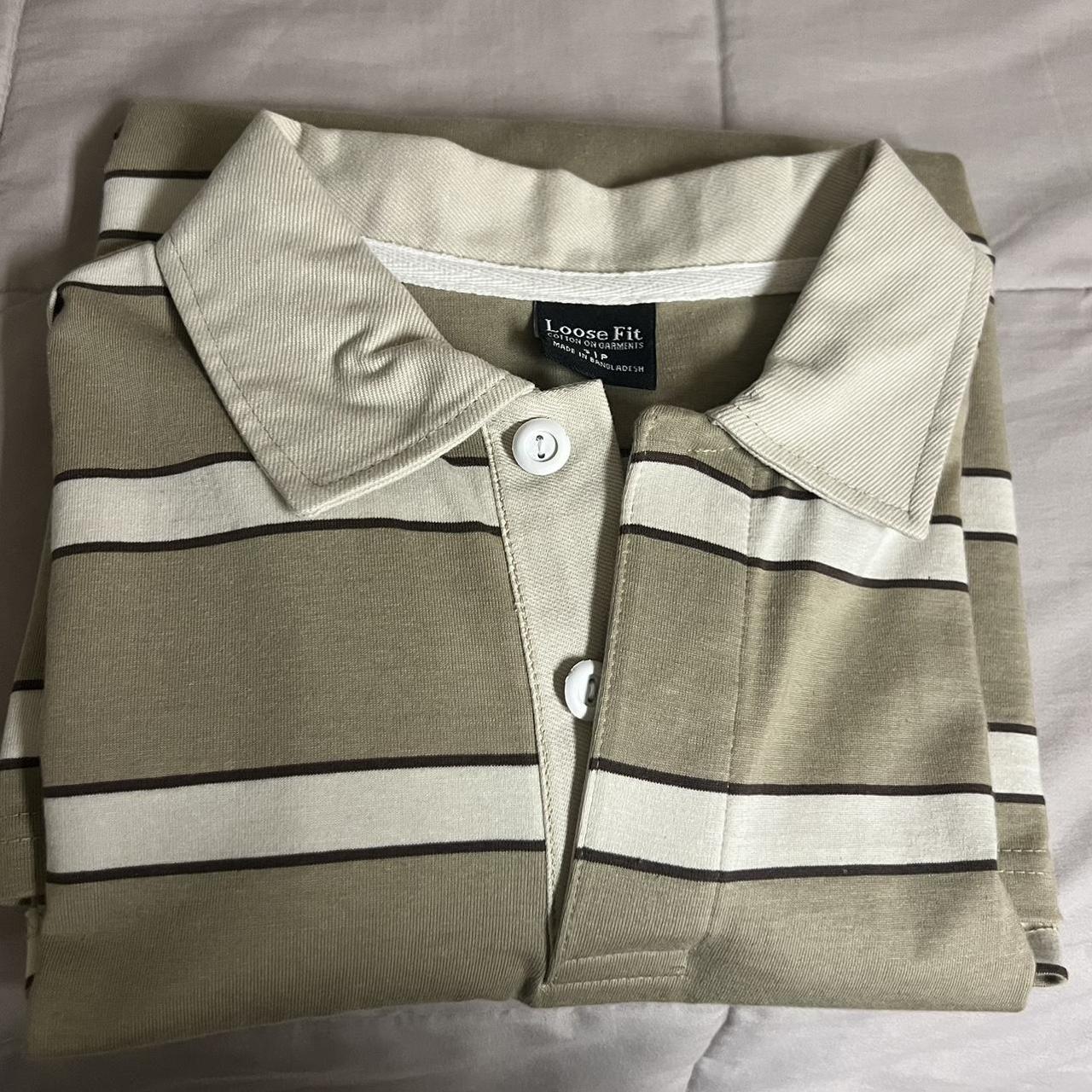 Small Men’s long sleeve button up, cream and tan.... - Depop