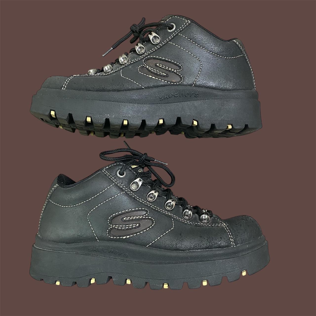 Vintage black lug sole chunky platform sketchers... - Depop
