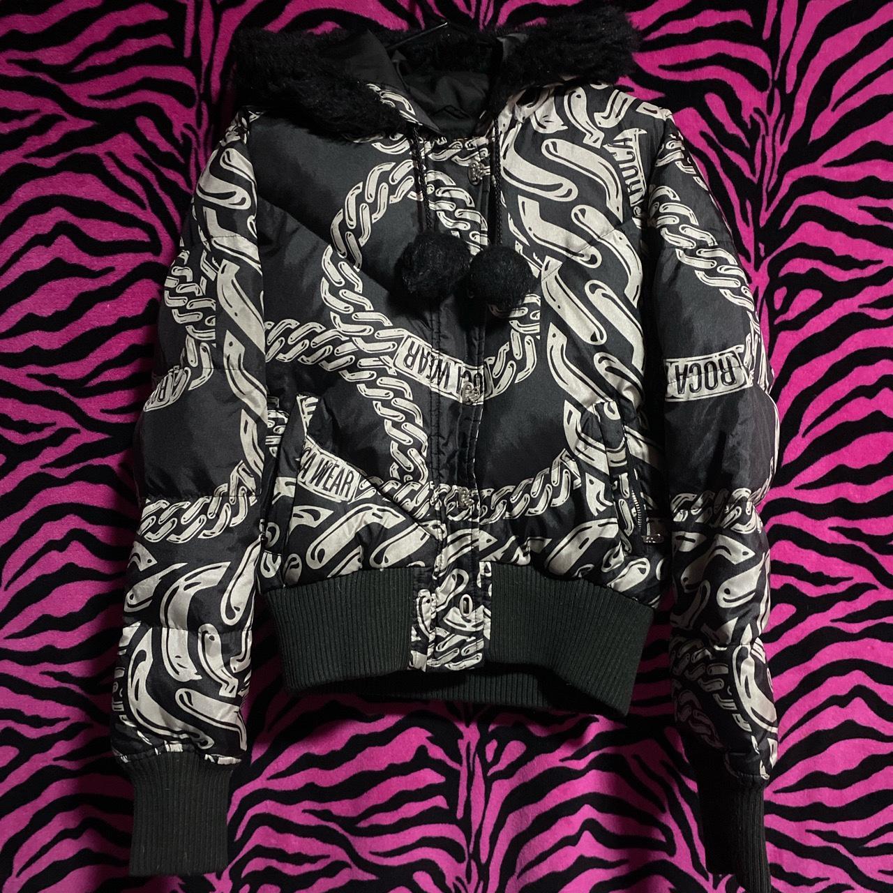 Rocawear chain puffer, pom-pom, faux fur jacket Good... - Depop