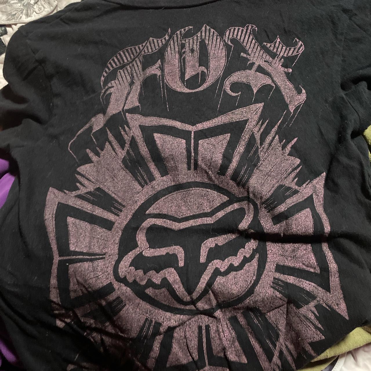 Pink fox racing v neck shirt Good condition is a bit... - Depop