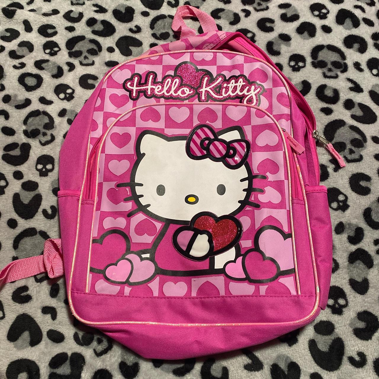 Hello kitty pink hearts backpack Good condition... - Depop