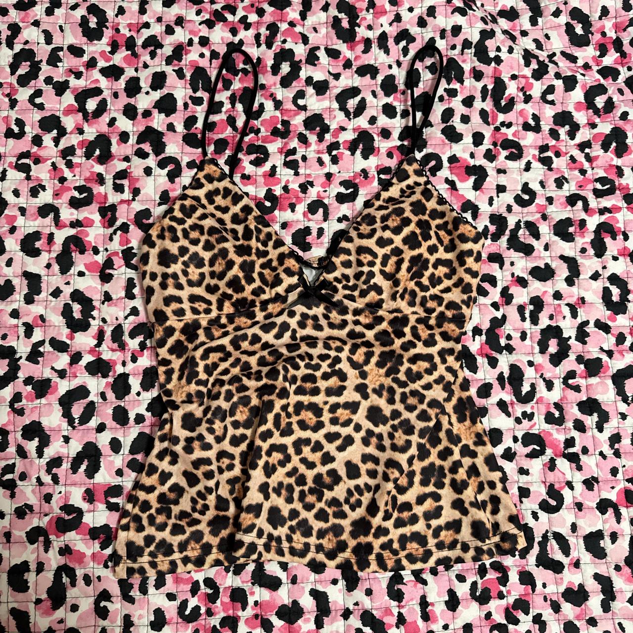 cute little leopard print cami top fits size small... | Depop
