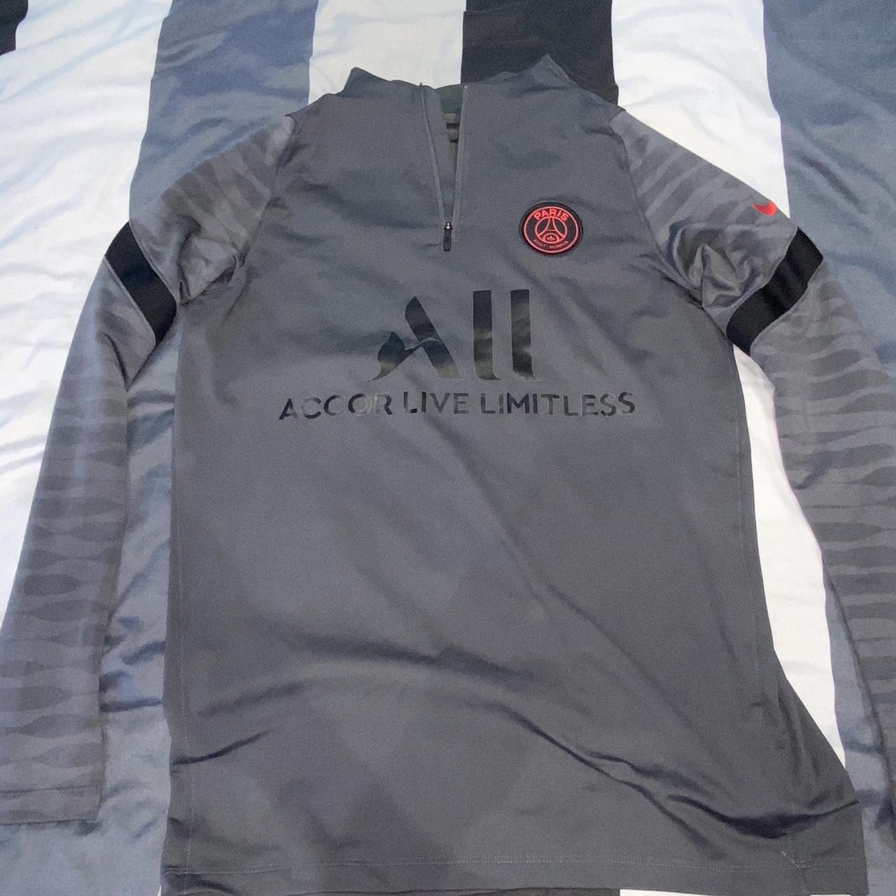 Grey Psg Nike Quarter Zip Size Medium Good Condition... - Depop