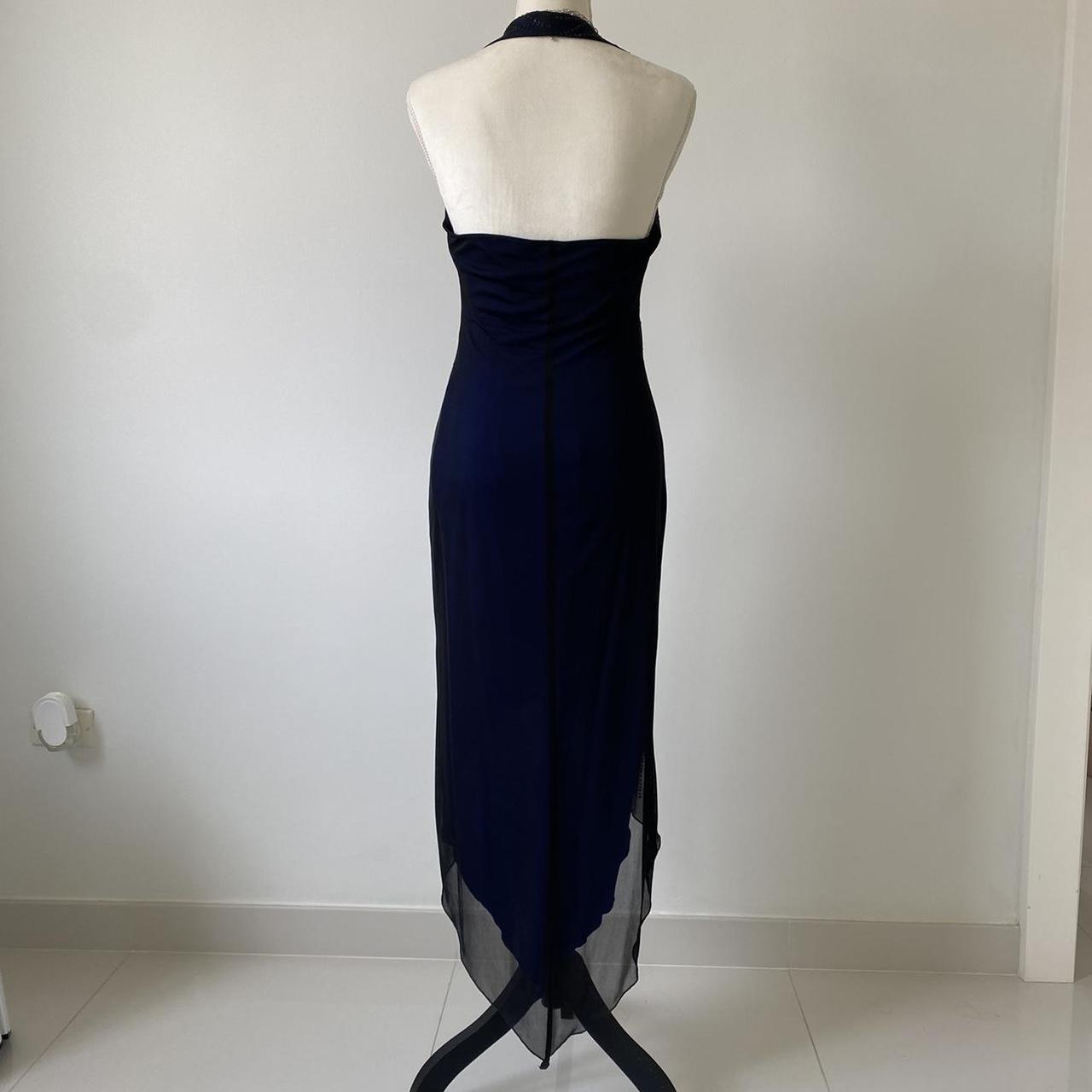 Beautiful black mesh over blue glittery asymmetrical... - Depop