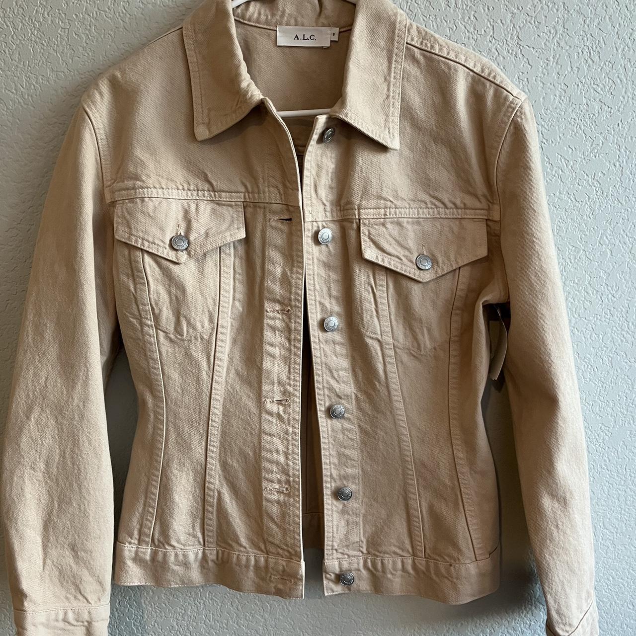 A.L.C. Tan Jean Jacket Button Front Long Sleeve Size... - Depop