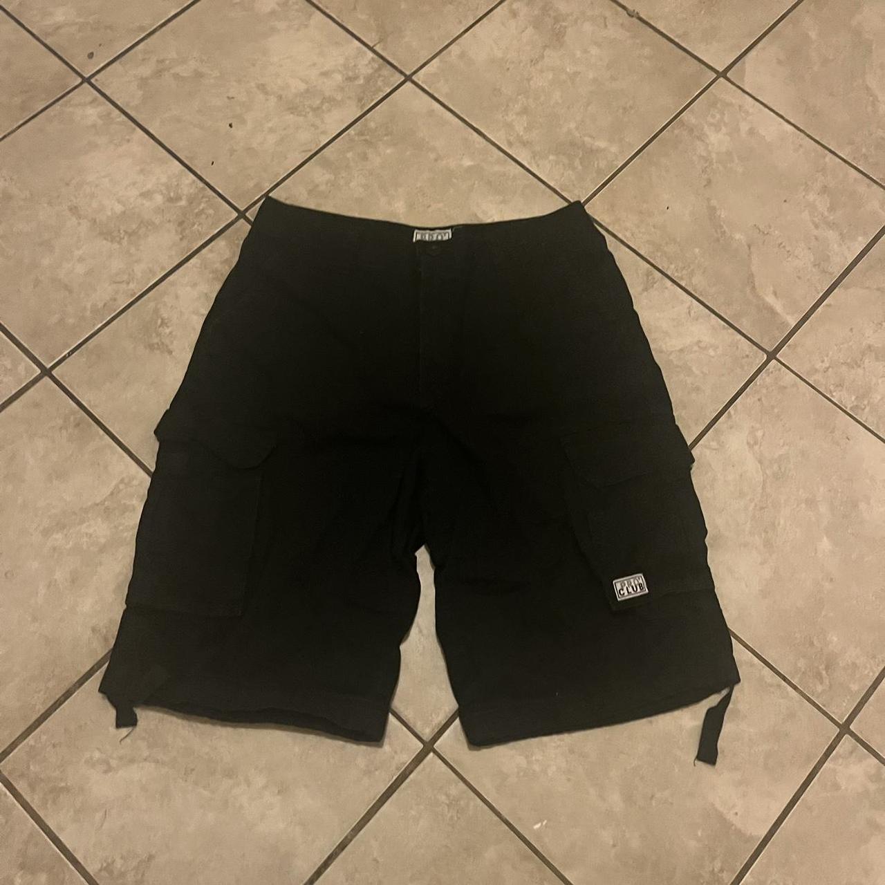 Black pro club cargo shorts, made of a canvas... - Depop
