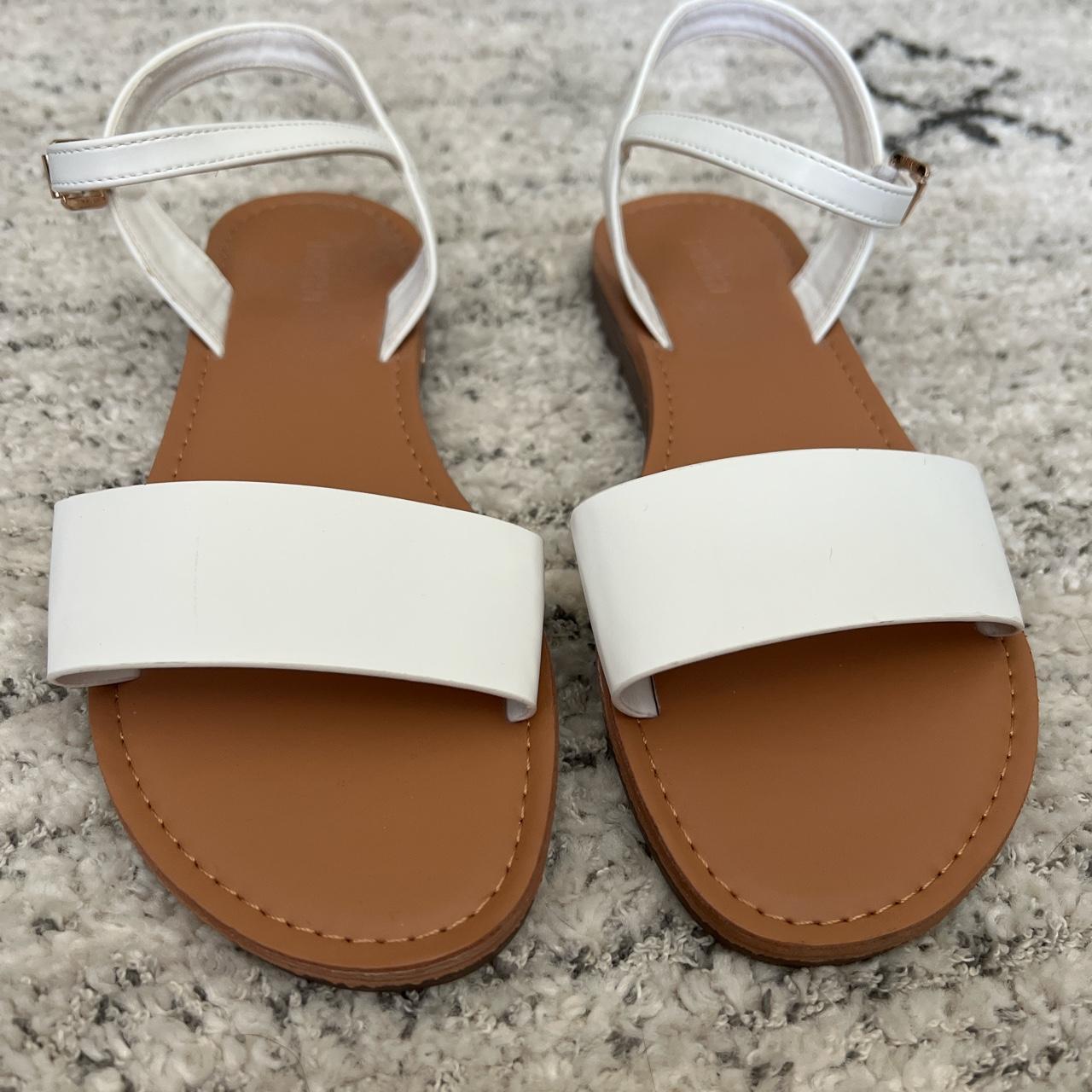 Forever 21 white sandals Size 8 Never... - Depop