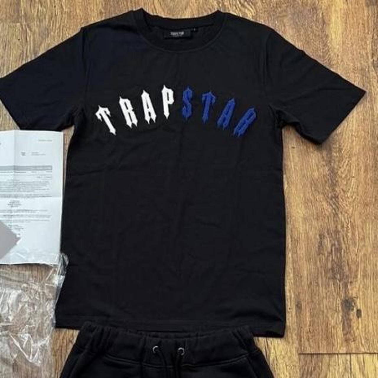 Trapstar black and blue shorts and t-shirt set - Depop