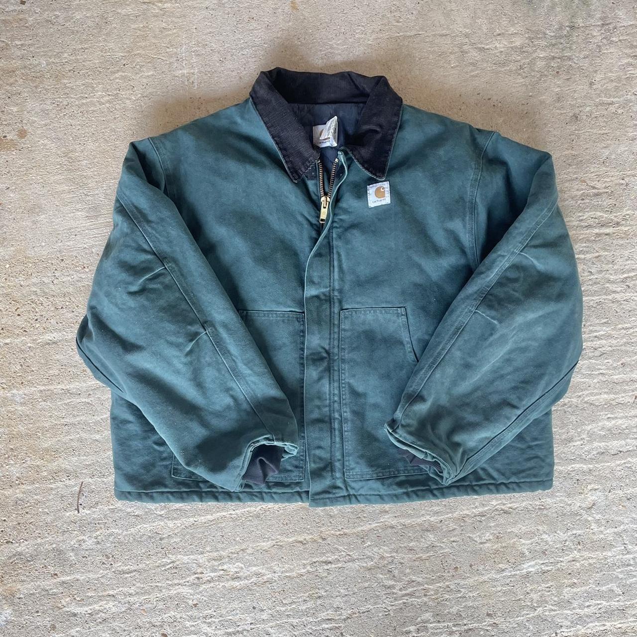 Vintage 80s Detroit Style Green Carhartt Jacket Size... - Depop