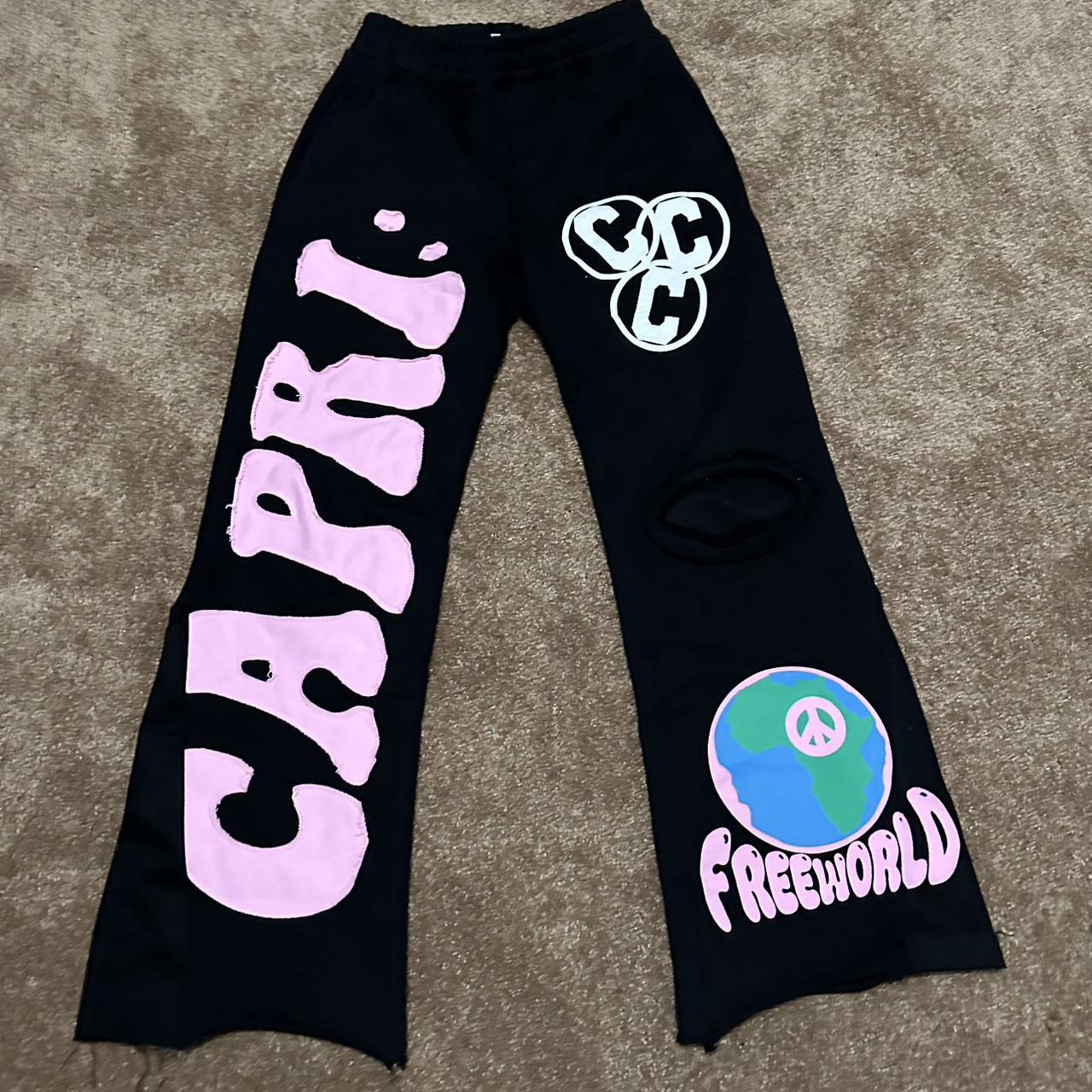 Project Capri pink flared free world sweats Size L... - Depop